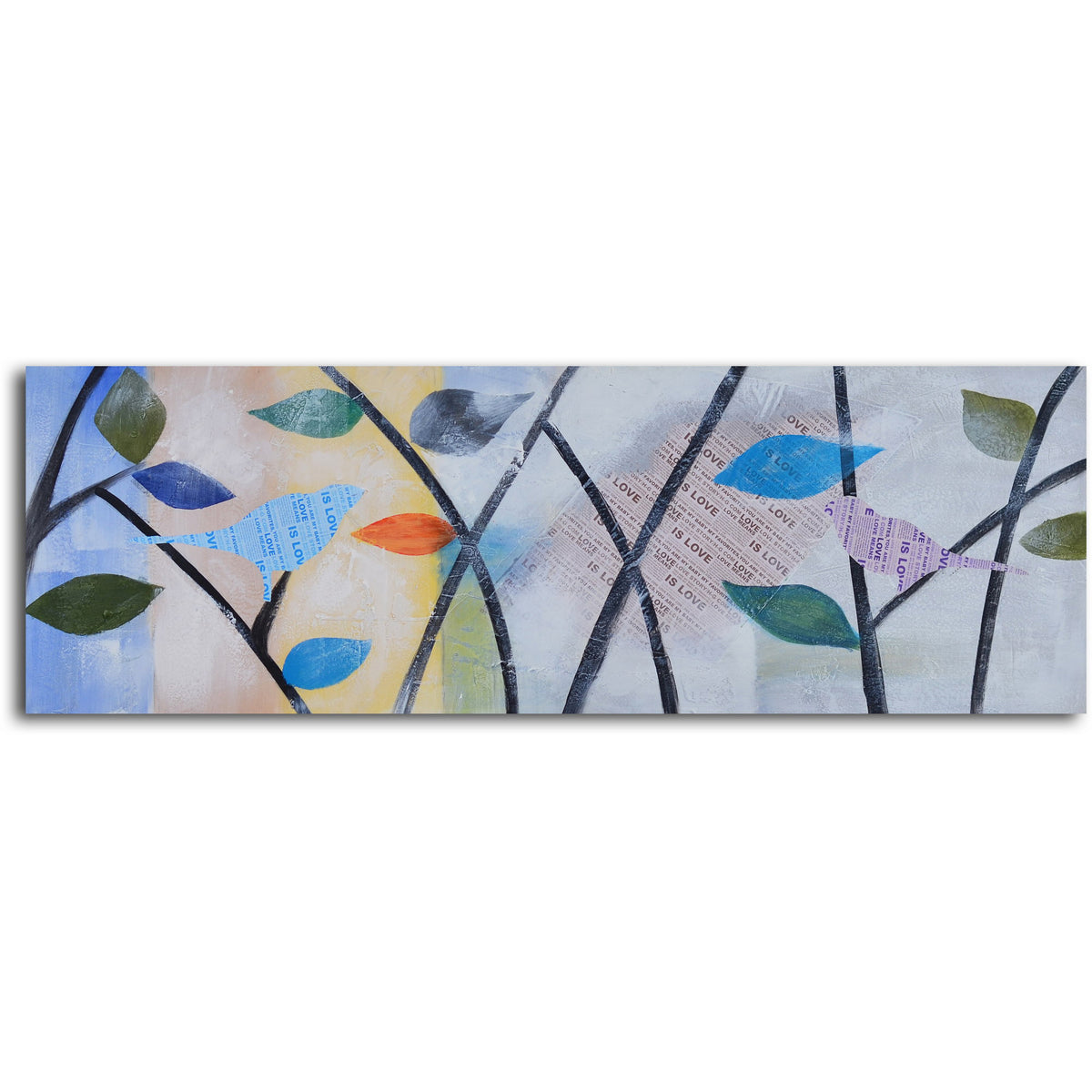 Hand Painted "Newspaper lovebirds" Canvas Art – Omax Decor