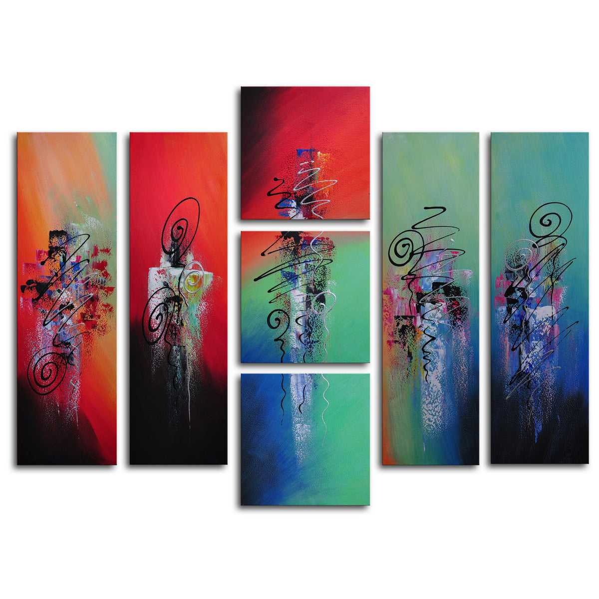 Hand Painted "Hanging lanterns" 7 Piece Canvas Art Set – Omax Decor