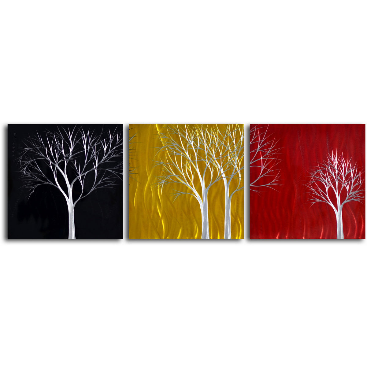 'Seasons Pass' 3 Piece Handmade Metal Wall Art Set – Omax Decor