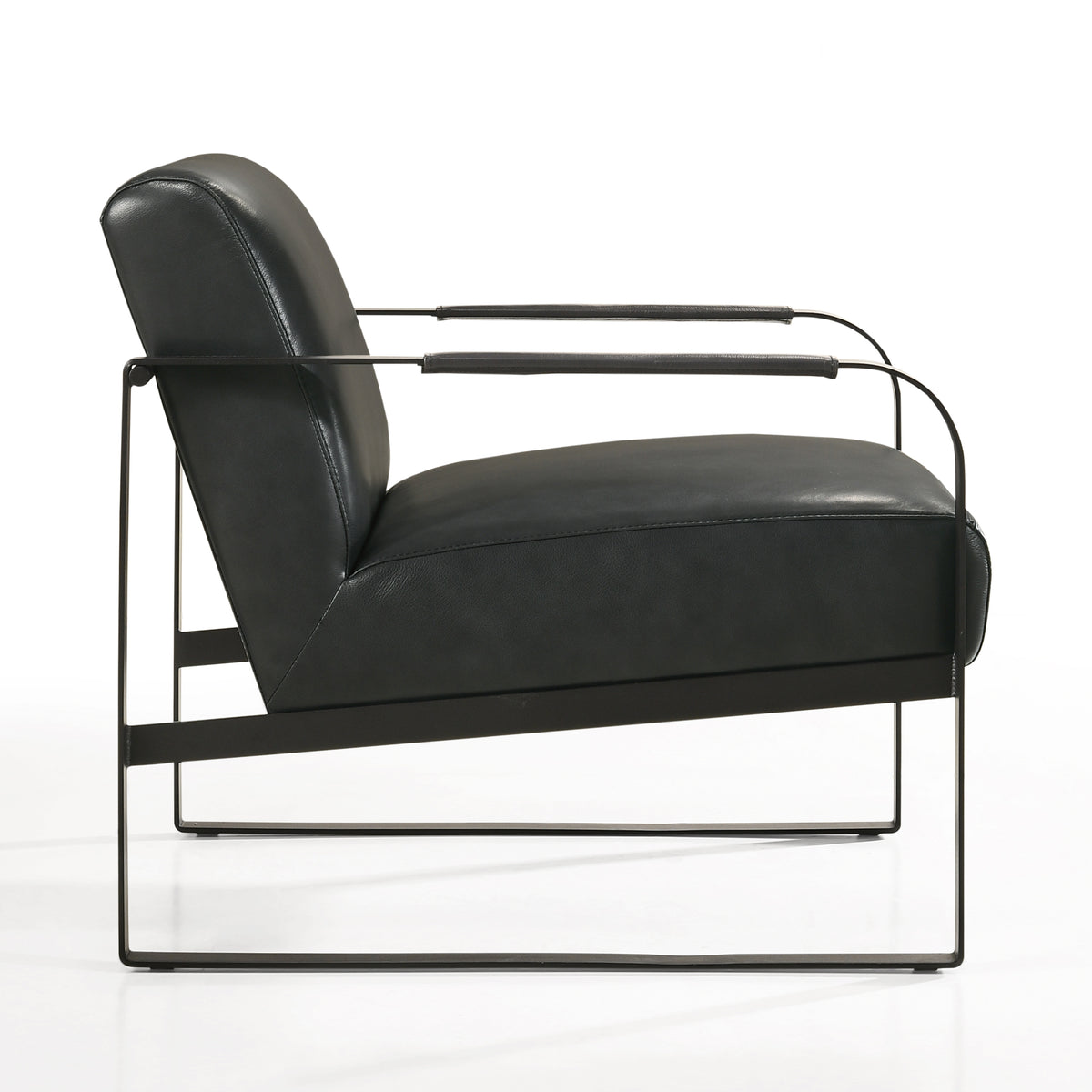 Mason Genuine Leather Lounge Accent Chair, Black – Omax Decor