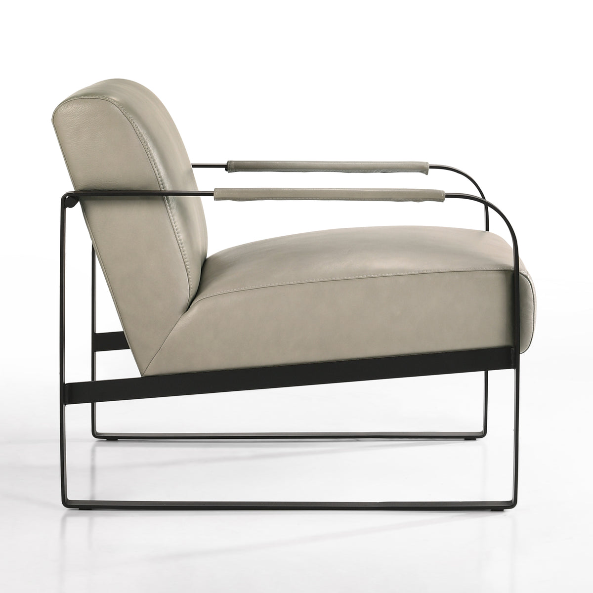 Mason Genuine Leather Lounge Accent Chair, Stone – Omax Decor