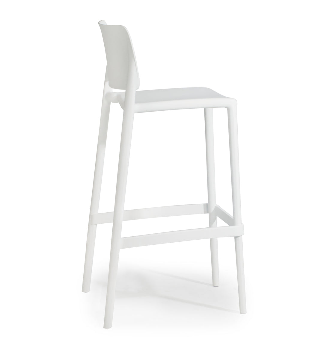 Cleo Patio Plastic Stackable Bar Height Bar Stool in White - (Set of 2 ...