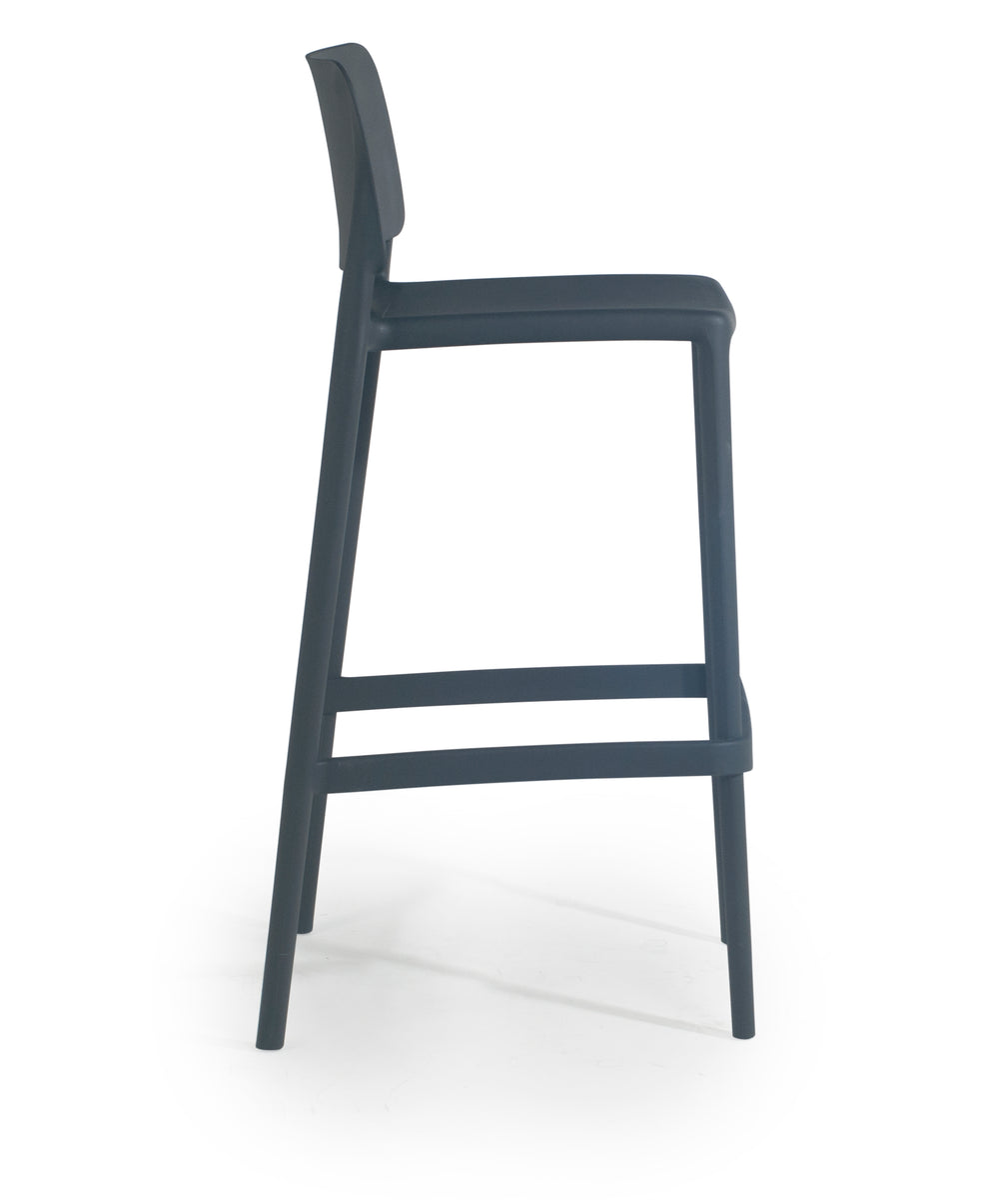 Cleo Patio Plastic Stackable Bar Height Bar Stool in Anthracite Black ...